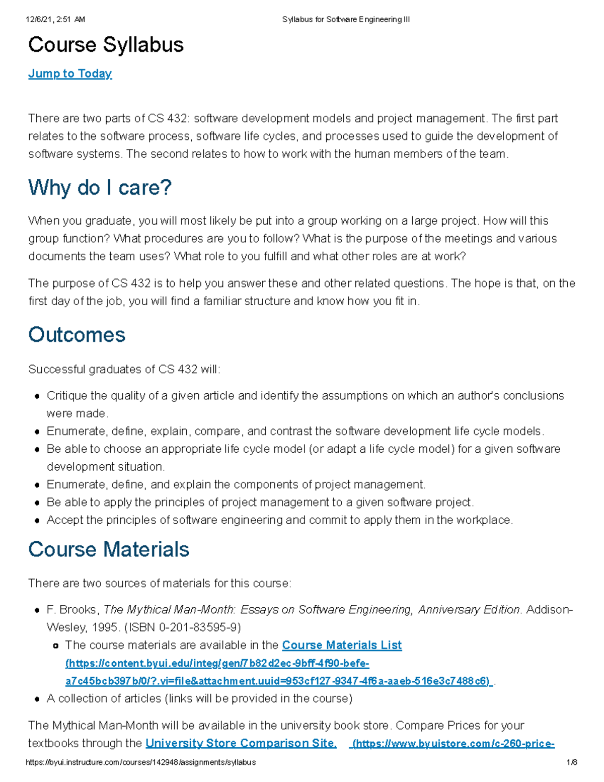 Syllabus for Software Engineering III - Course Syllabus Jump to Today ...