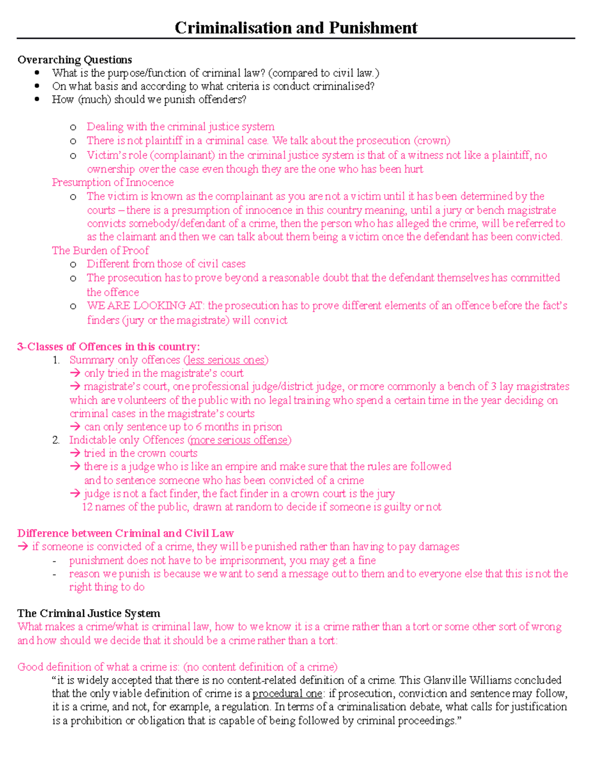 Topic #1 - Criminalisation and Punishment - Criminalisation and ...