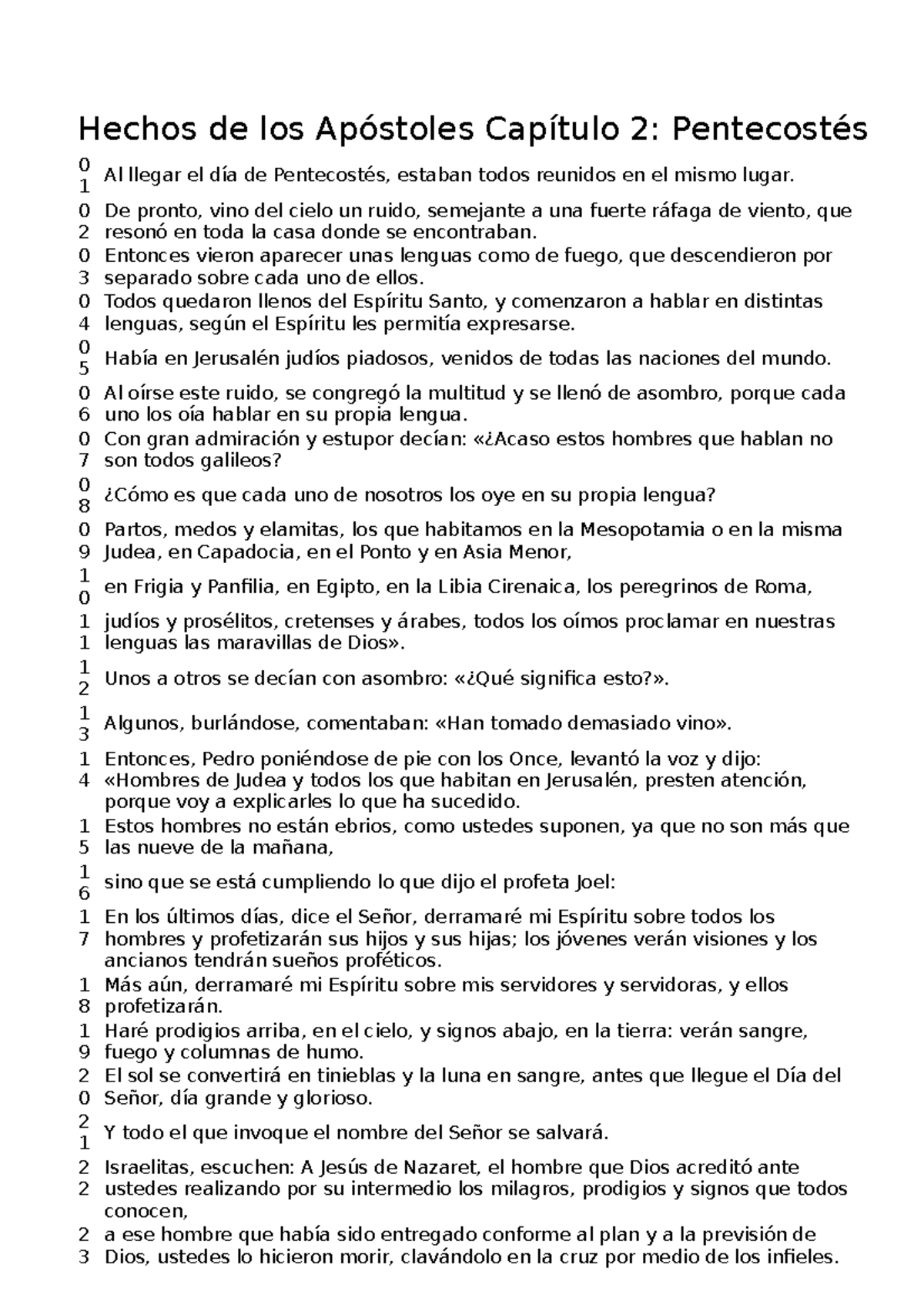 Hechos de los Apóstoles Capítulo 2 - Hechos de los Apóstoles Capítulo 2: Pentecostés 0 1 Al ...