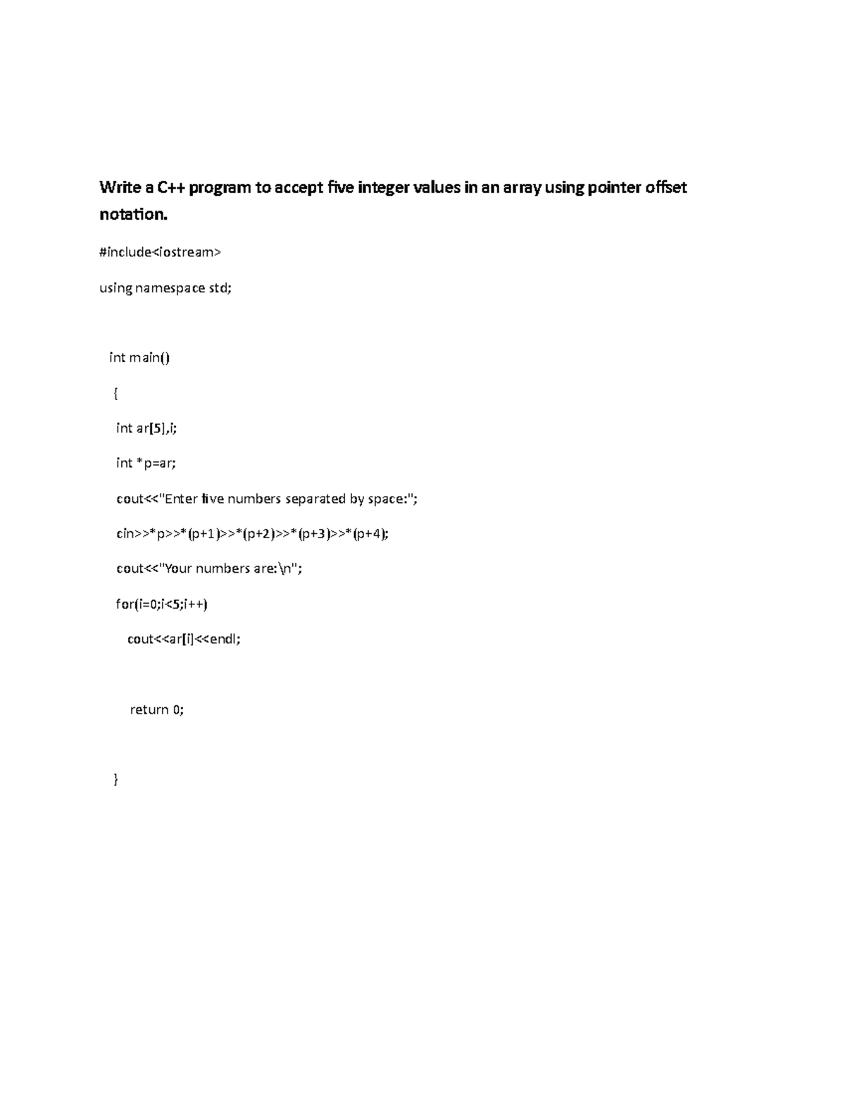 C Code Of Array Using Pointers Fundamentals Of Programming Nust 1872