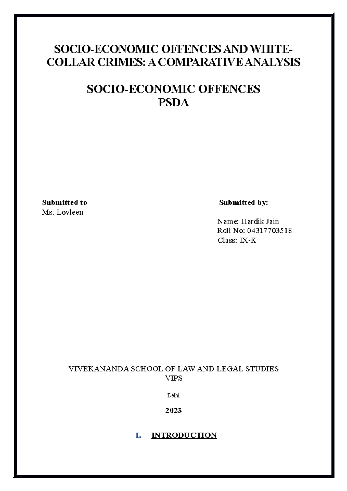 White Collar Crimes - SOCIO-ECONOMIC OFFENCES AND WHITE- COLLAR CRIMES ...