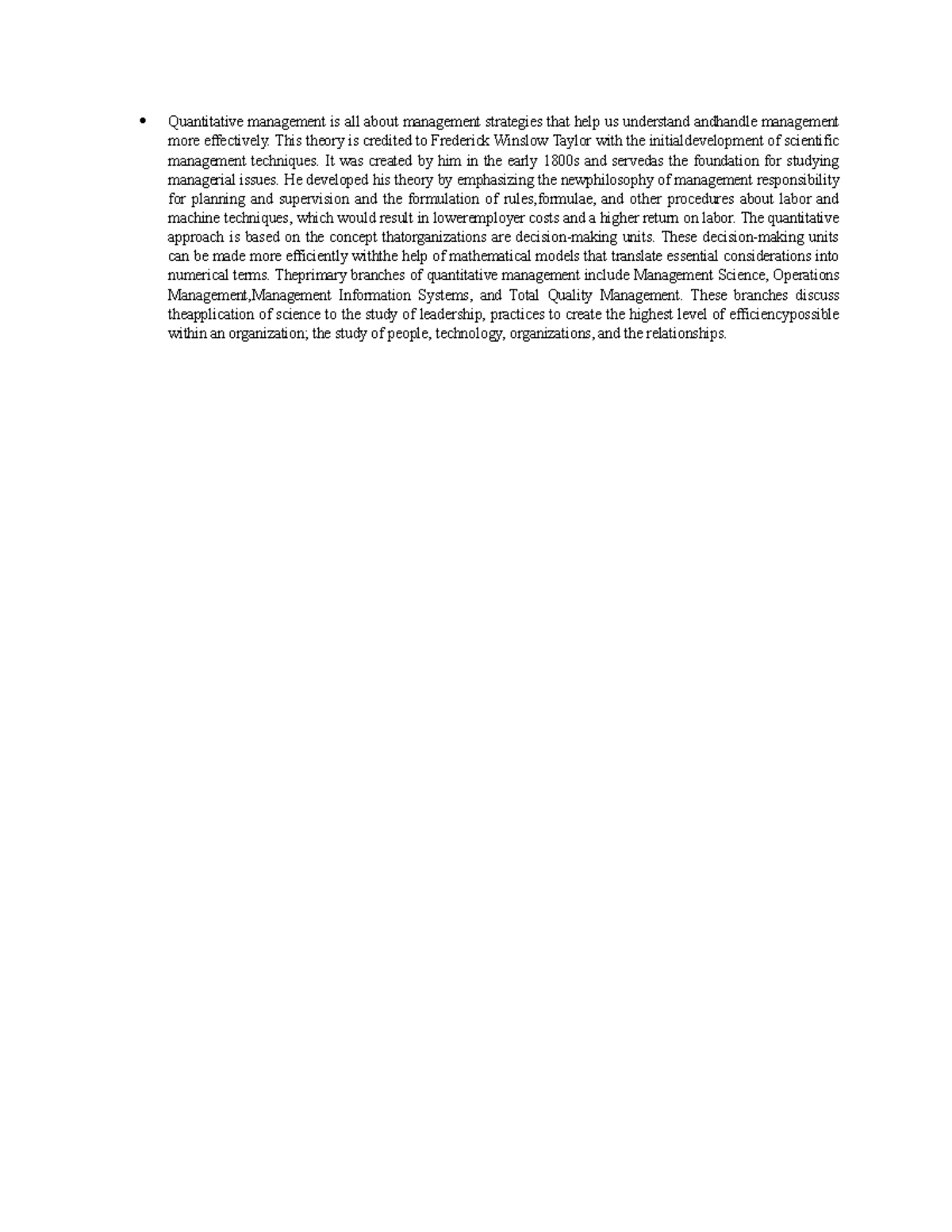 Quantitative mgt - Quantitative management is all about management ...