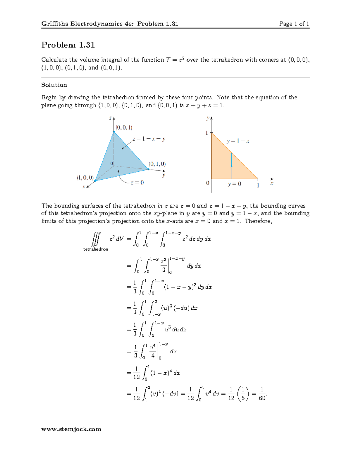 Griffiths ED 4e Ch1p31 - Griffiths Electrodynamics 4e: Problem 1 Page 1 of 1 Problem 1 ...