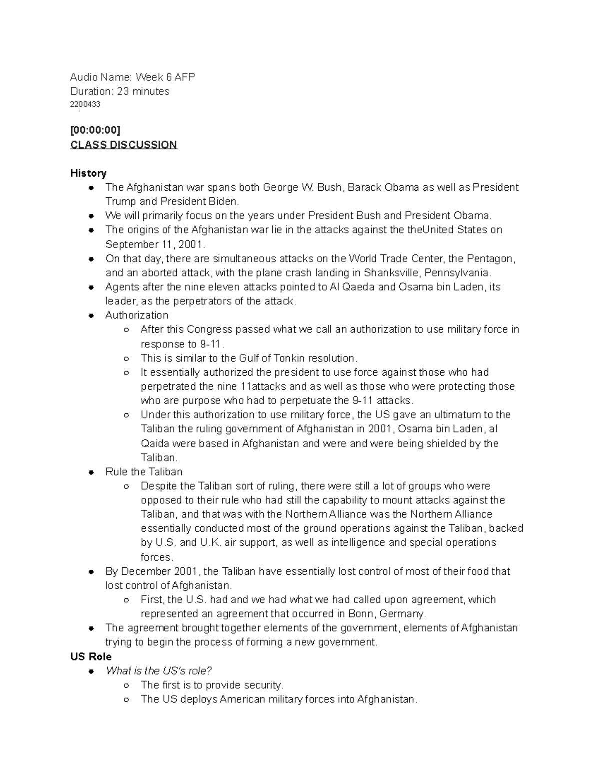 Week 6 AFP Summary Notes - Audio Name: Week 6 AFP Duration: 23 minutes ...