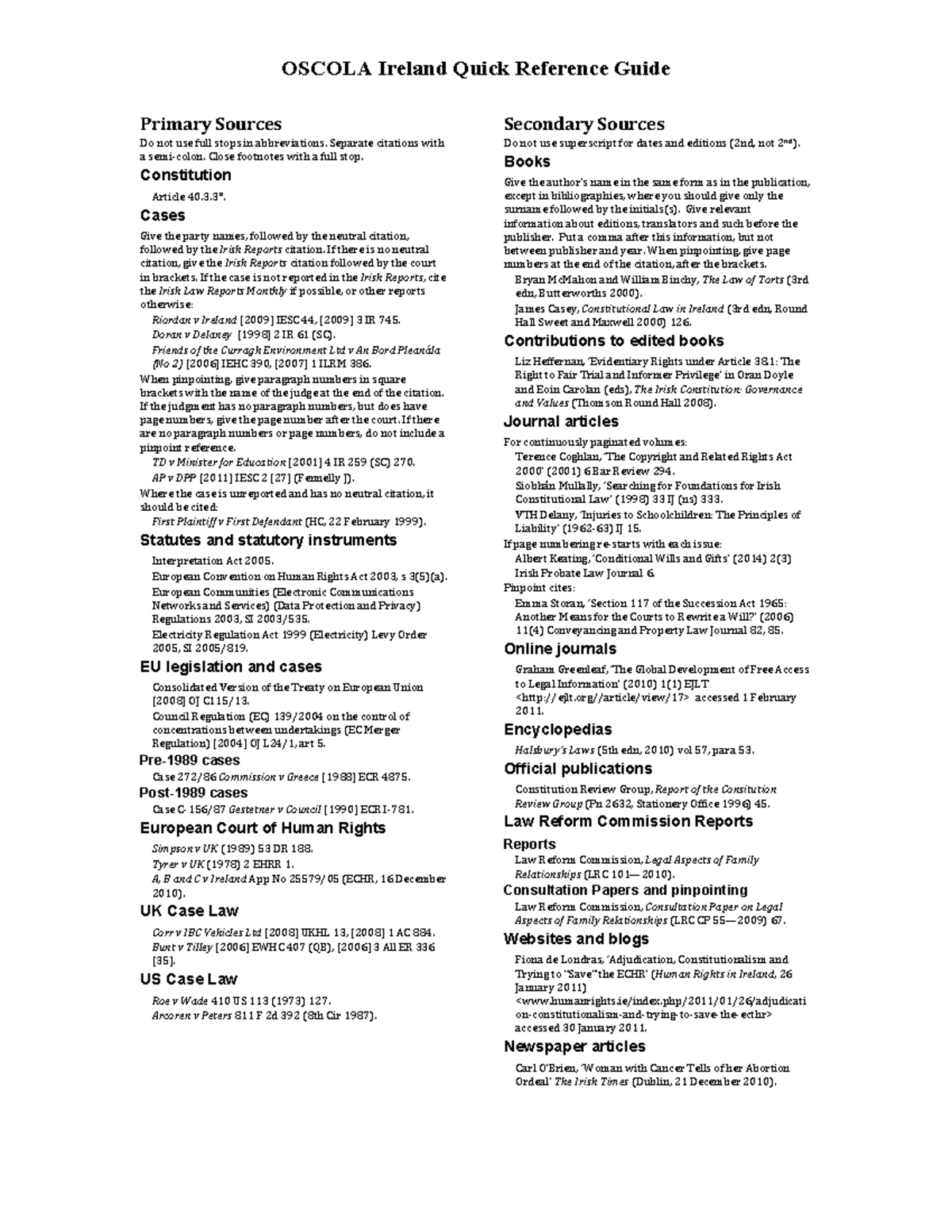 Oscola-Ireland-Quick-Reference-Guide - OSCOLA Ireland Quick Reference ...