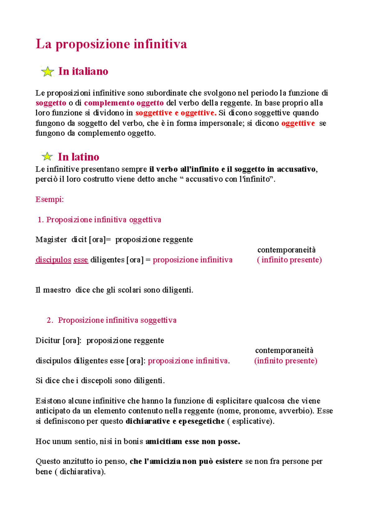 La-proposizione-infinitiva - La proposizione infinitiva In italiano Le ...