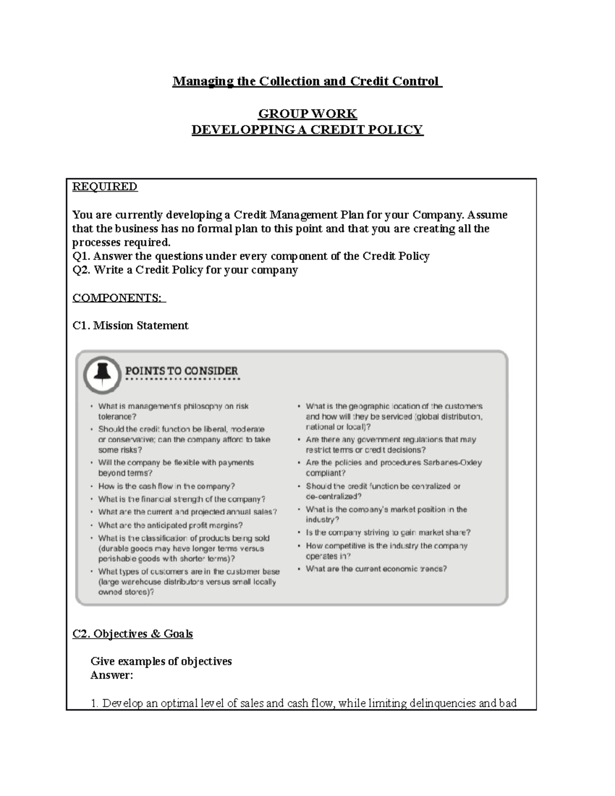 MCCC - Developping a Credit Policy - Managing the Collection and Credit ...