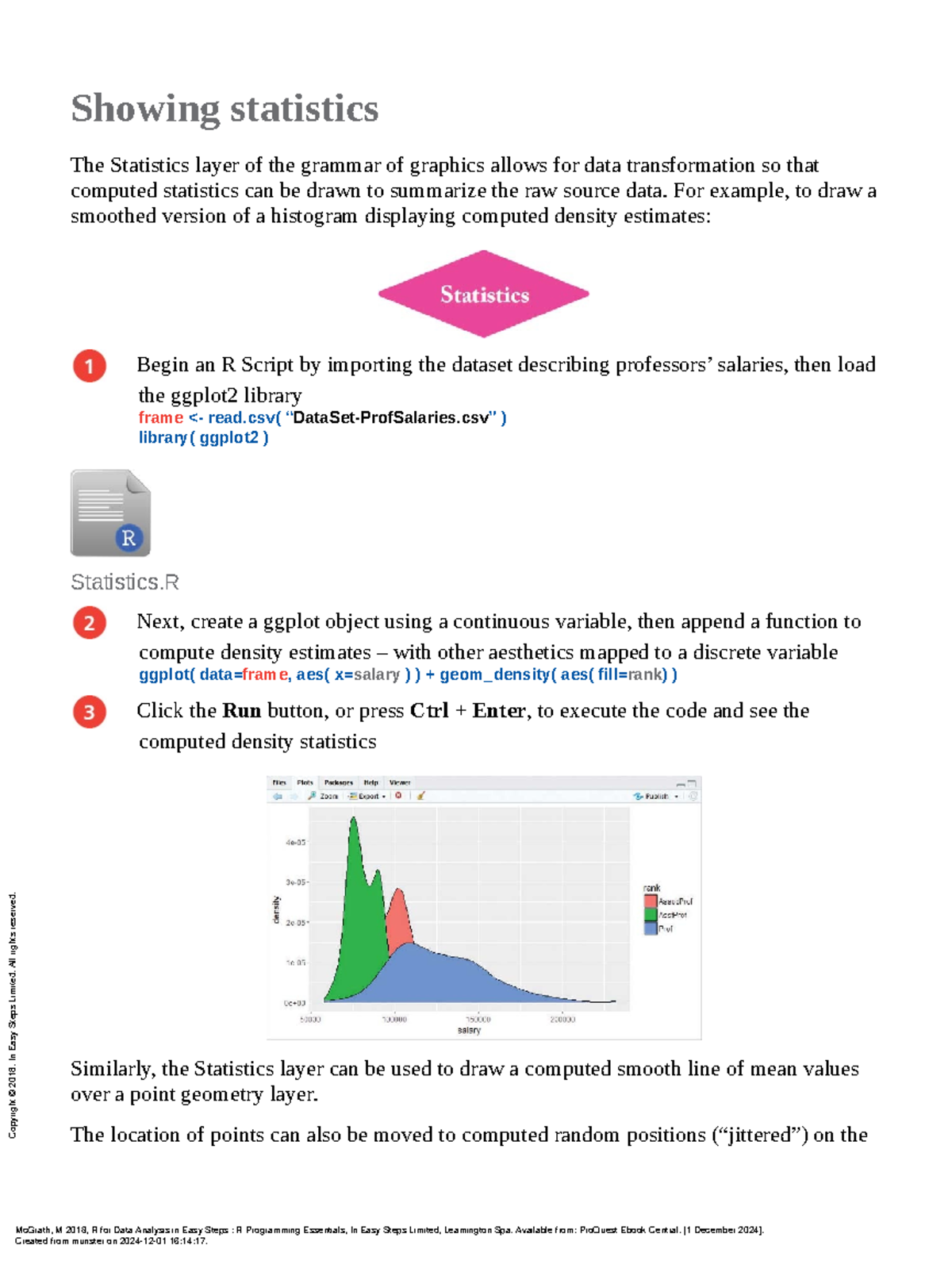 R for Data Analysis in Easy Steps R Programming Es - Showing statistics The Statistics layer of ...