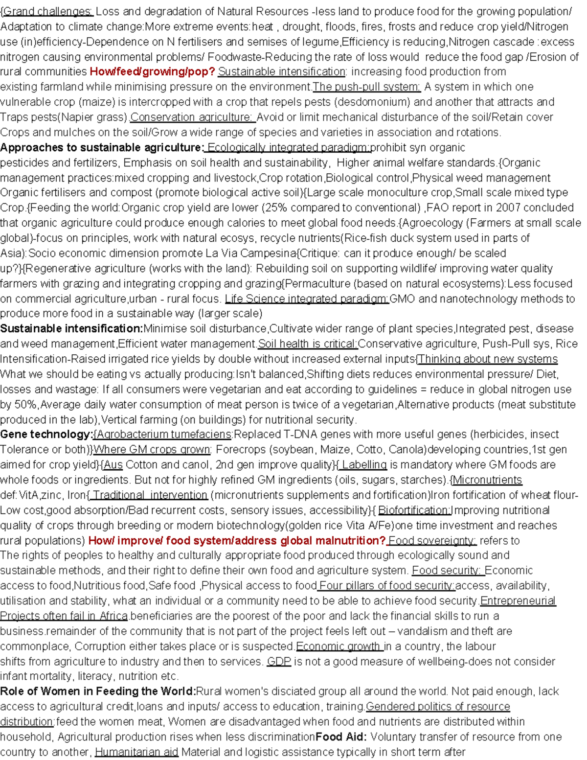 Cheat Sheet - Summary Food For A Healthy Planet Iii - { Grand ...