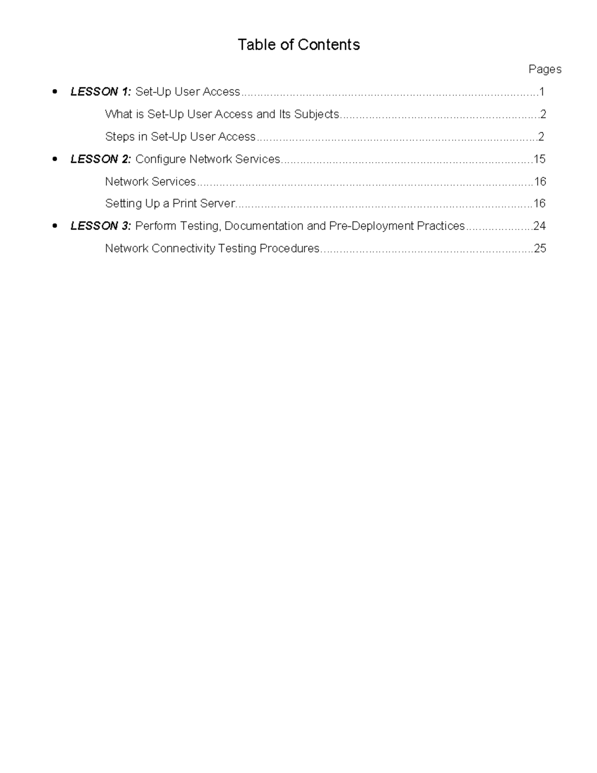 UC3 - Table of Contents LESSON 1: Set-Up User - Studocu