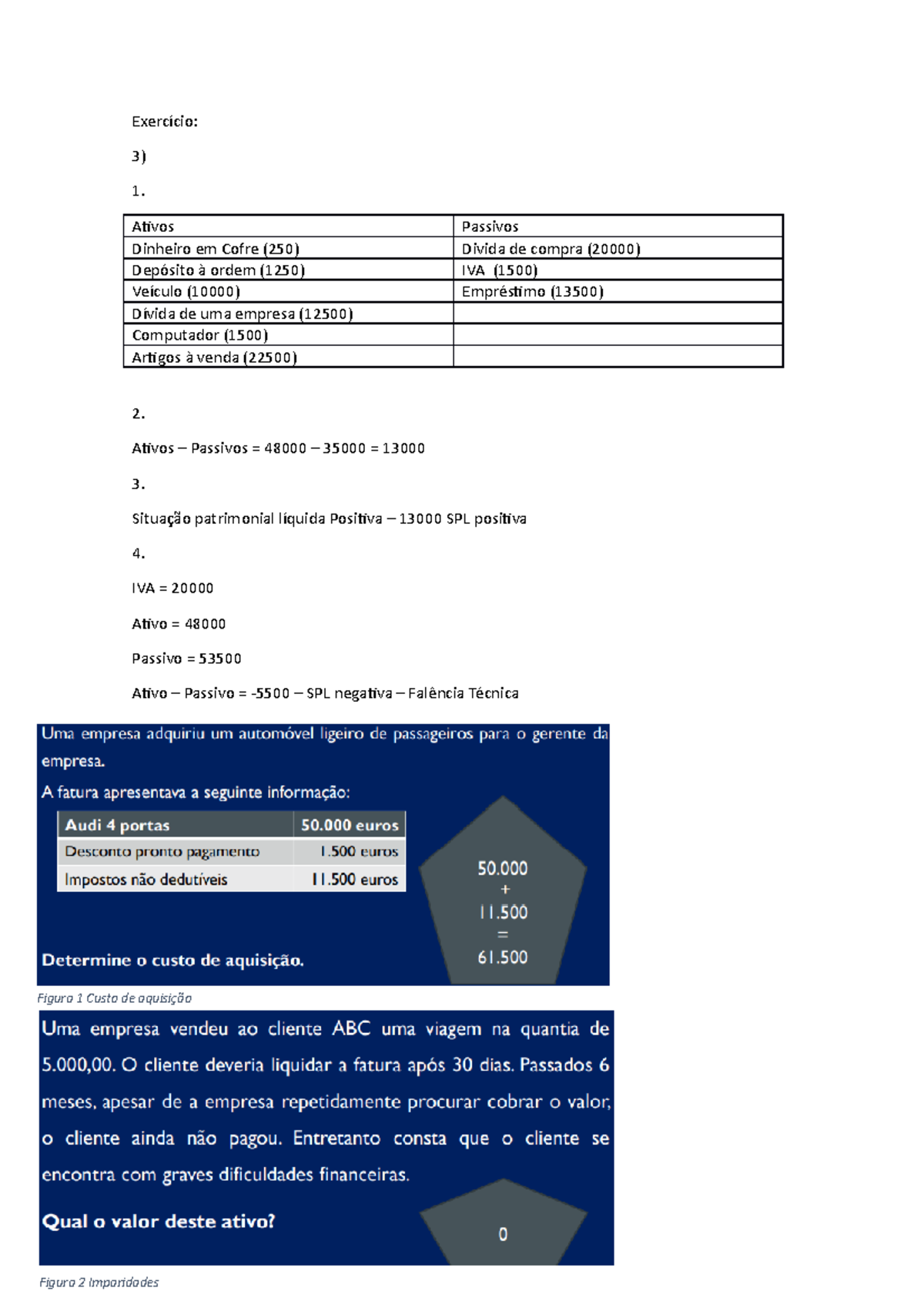 Aula 5 - dadwa adadw - Exercício: 3) 1. Ativos Passivos Dinheiro em ...