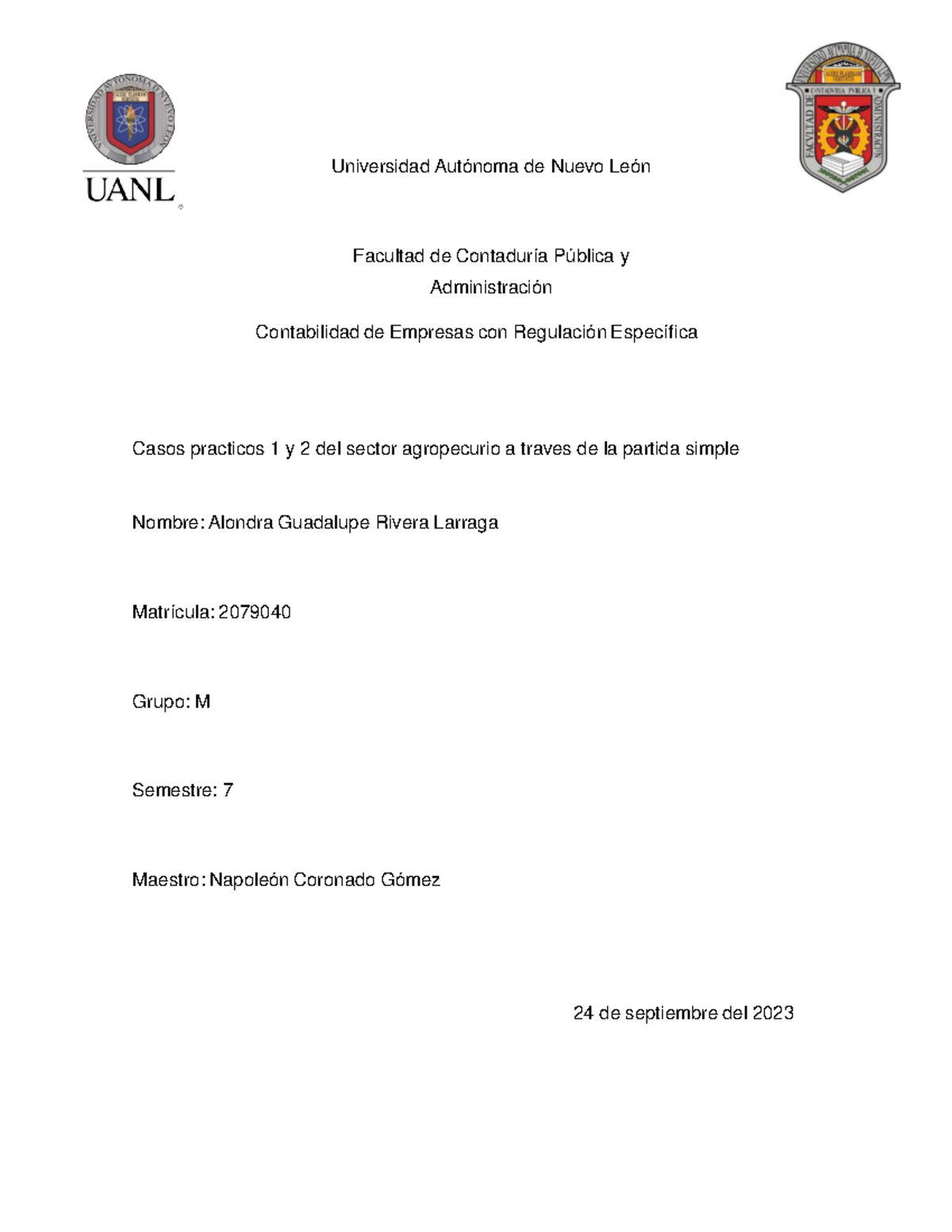 Casos Practicos 1 Y 2 Partida Simple - Universidad Autónoma de Nuevo ...