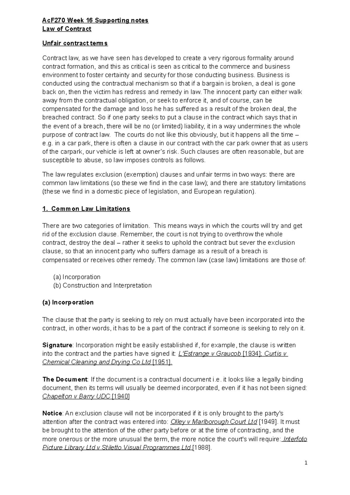 Supporting notes week 16 Part a - AcF270 Week 16 Supporting notes Law ...