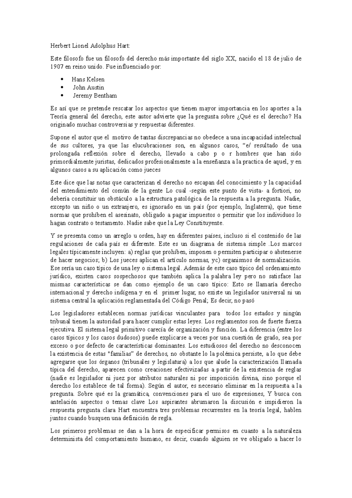 Herbert Lionel Adolphus Hart - Fue influenciado por: Hans Kelsen John ...
