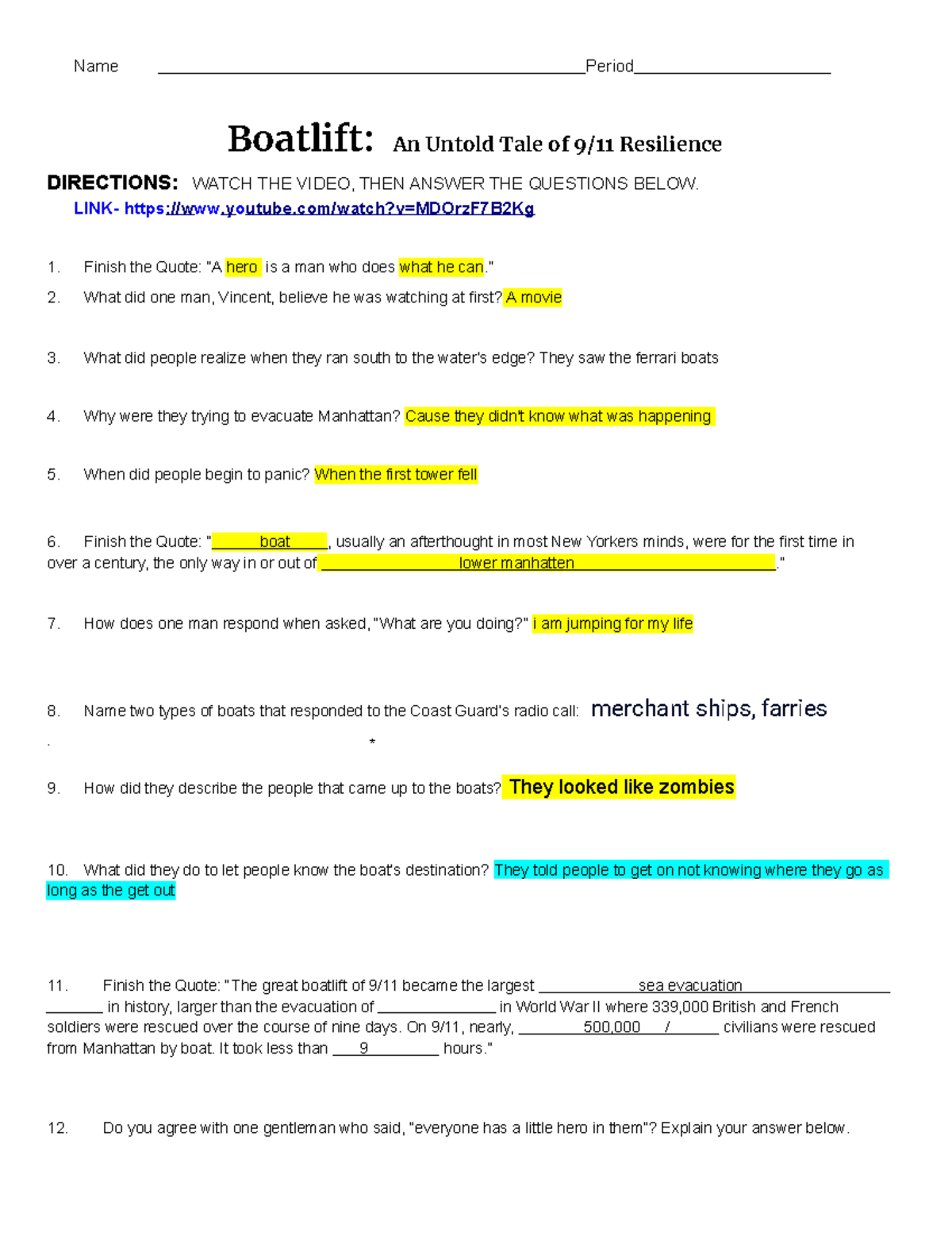 Boatlift 9 11 story - Name Period Boatlift: An Untold Tale of 9/11 ...