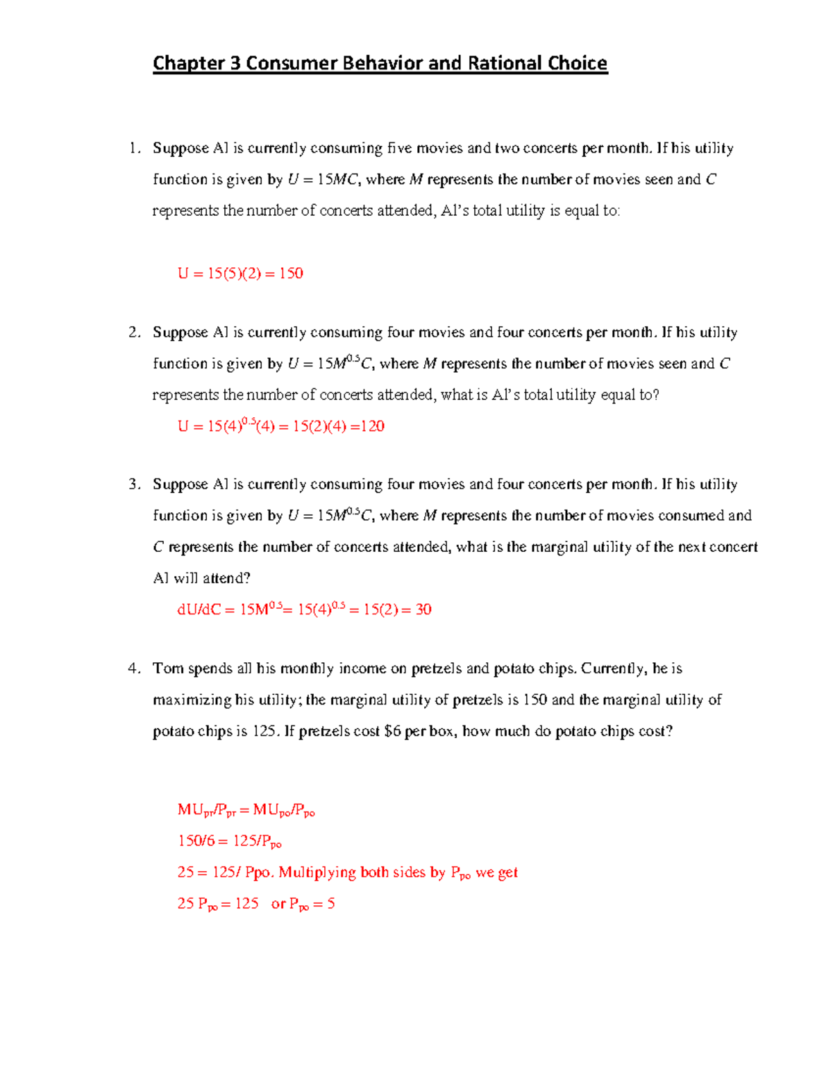 Ch03 practice problems - Chapter 3 Consumer Behavior and Rational Choice Suppose Al is currently ...