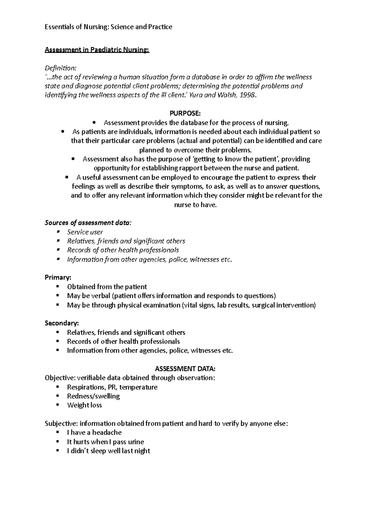 Assessment in Paediatric Nursing - Assessment in Paediatric Nursing ...
