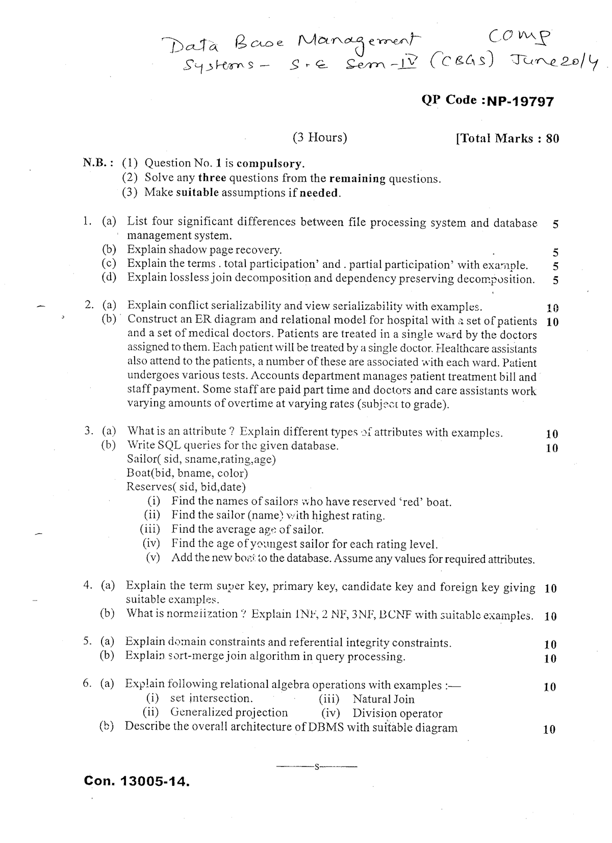 SE-Comps SEM4 DBMS MAY14 - Dbms Dbms Dbms - Studocu