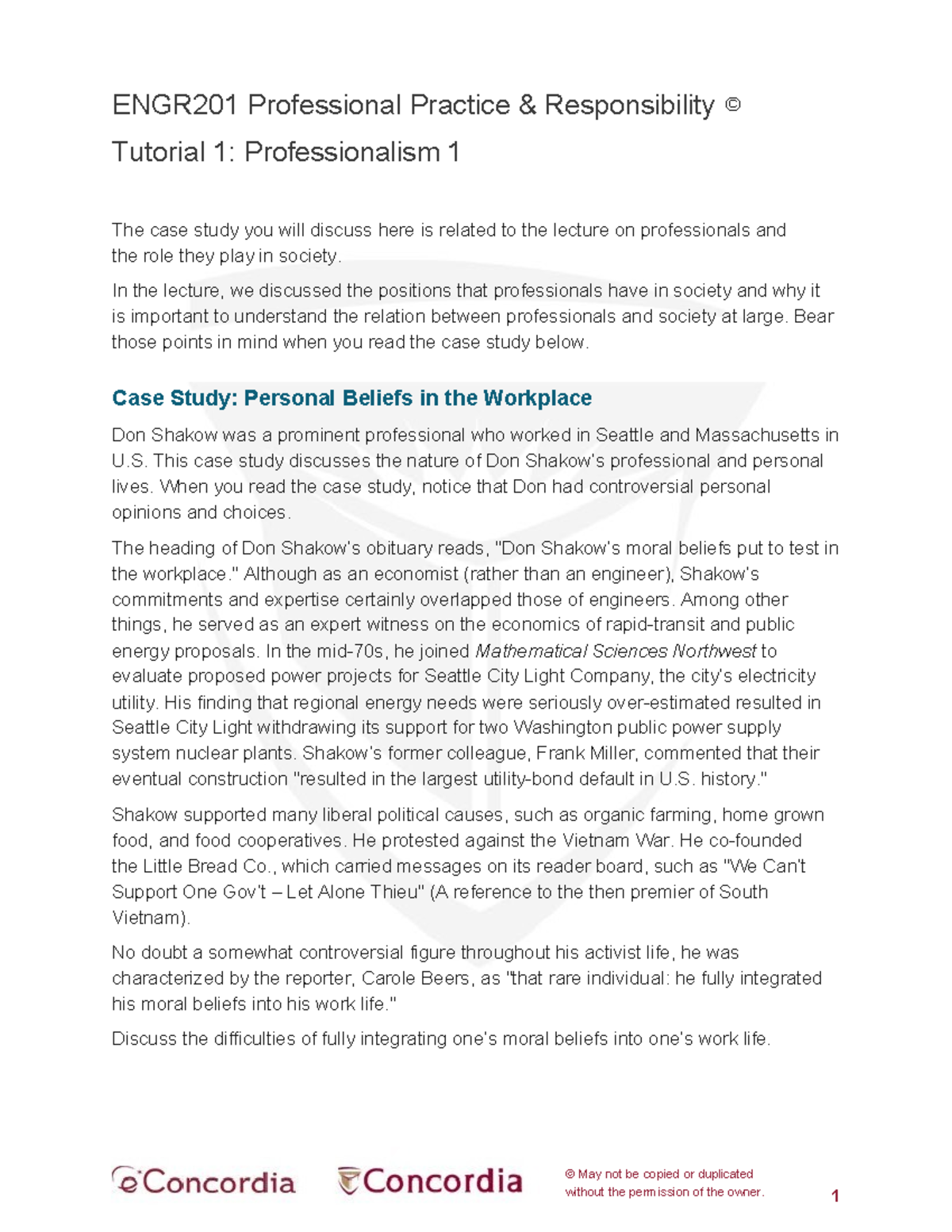 ENGR 201 TUTO 1 - 111 - ENGR201 Professional Practice & Responsibility ...