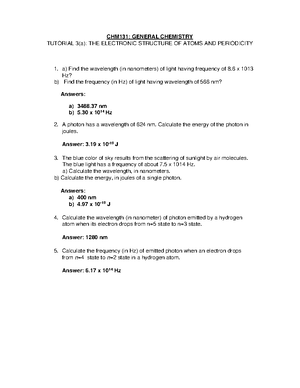 Tutorial chemistry 2B - CHM131: GENERAL CHEMISTRY TUTORIAL 2(b ...