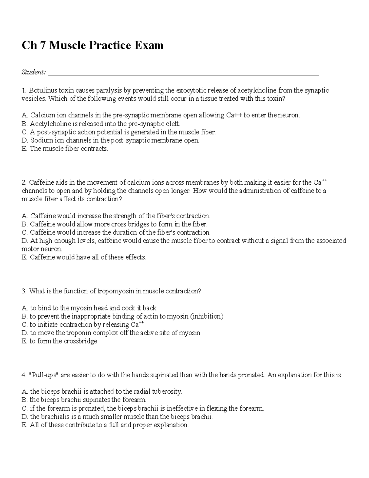 Ch 7 Muscle Practice Exam - Ch 7 Muscle Practice Exam _Student: - Studocu