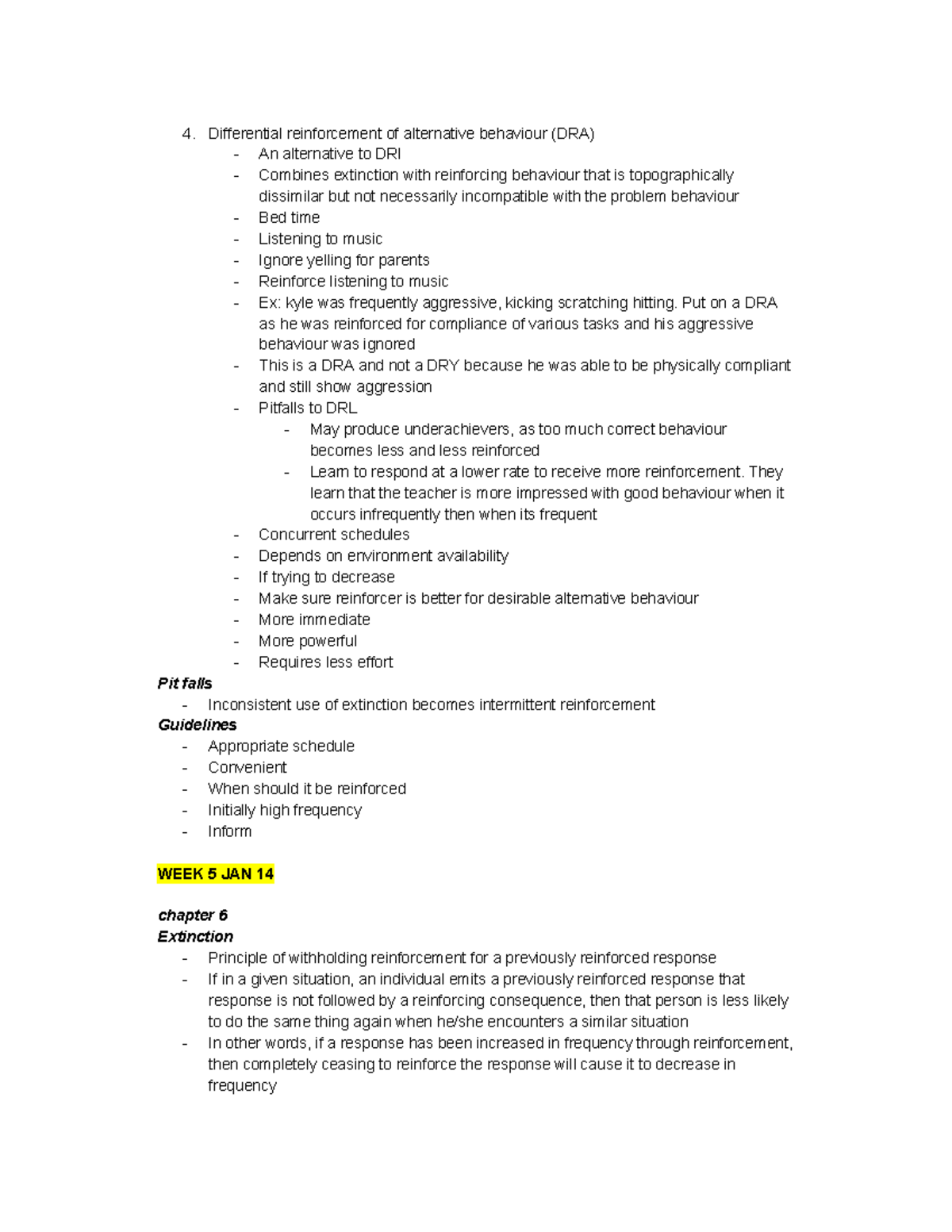 Notes 5 - Differential reinforcement of alternative behaviour (DRA) An ...
