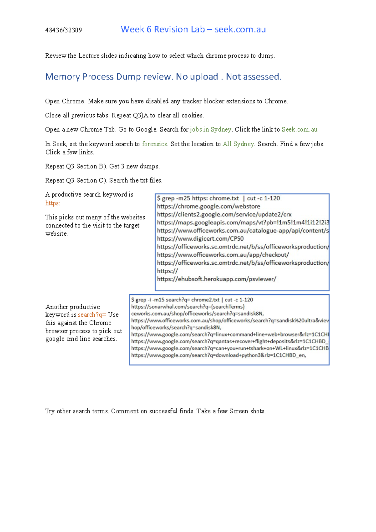 Week 6 Revision Lab - Seek - 48436/32309 Week 6 Revision Lab – seek.com ...