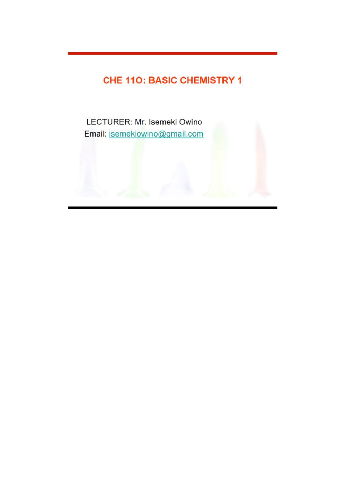 CHE 110 Lecture Notes-1 - ii 6 General Chemistry: Principles and Modern ...