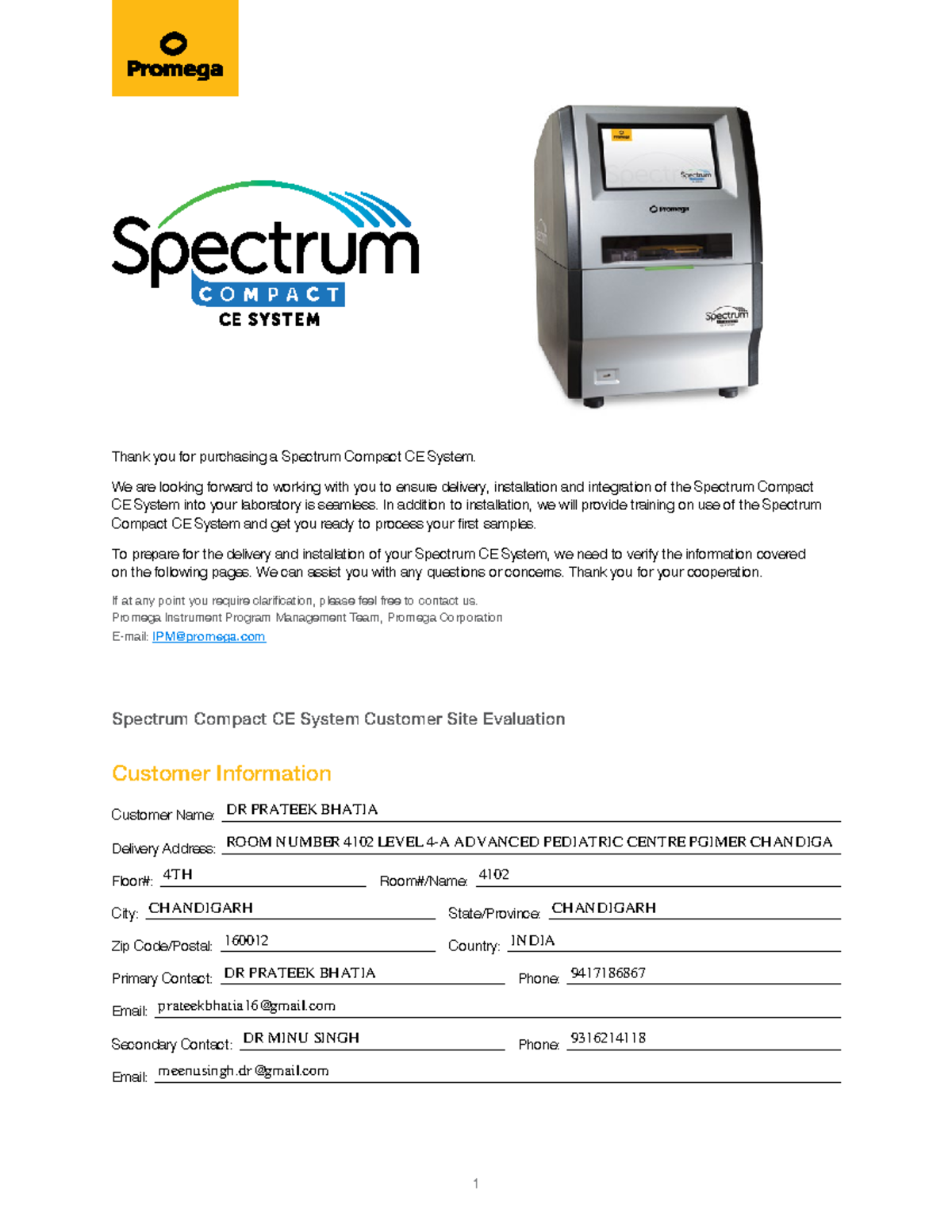 Spectrum Compact Site Prep Evaluation Form GE866 - Thank you for ...