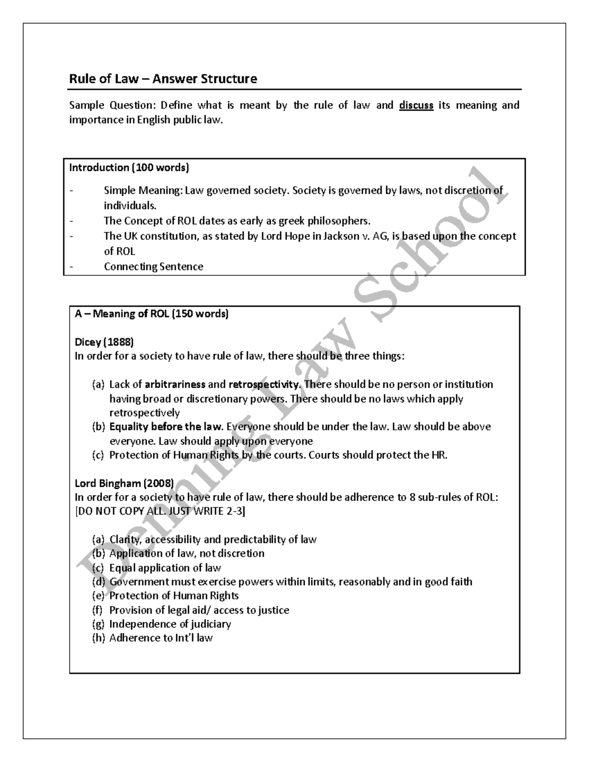 Ro L - Answer Structure - Rule of Law – Answer Structure Sample ...