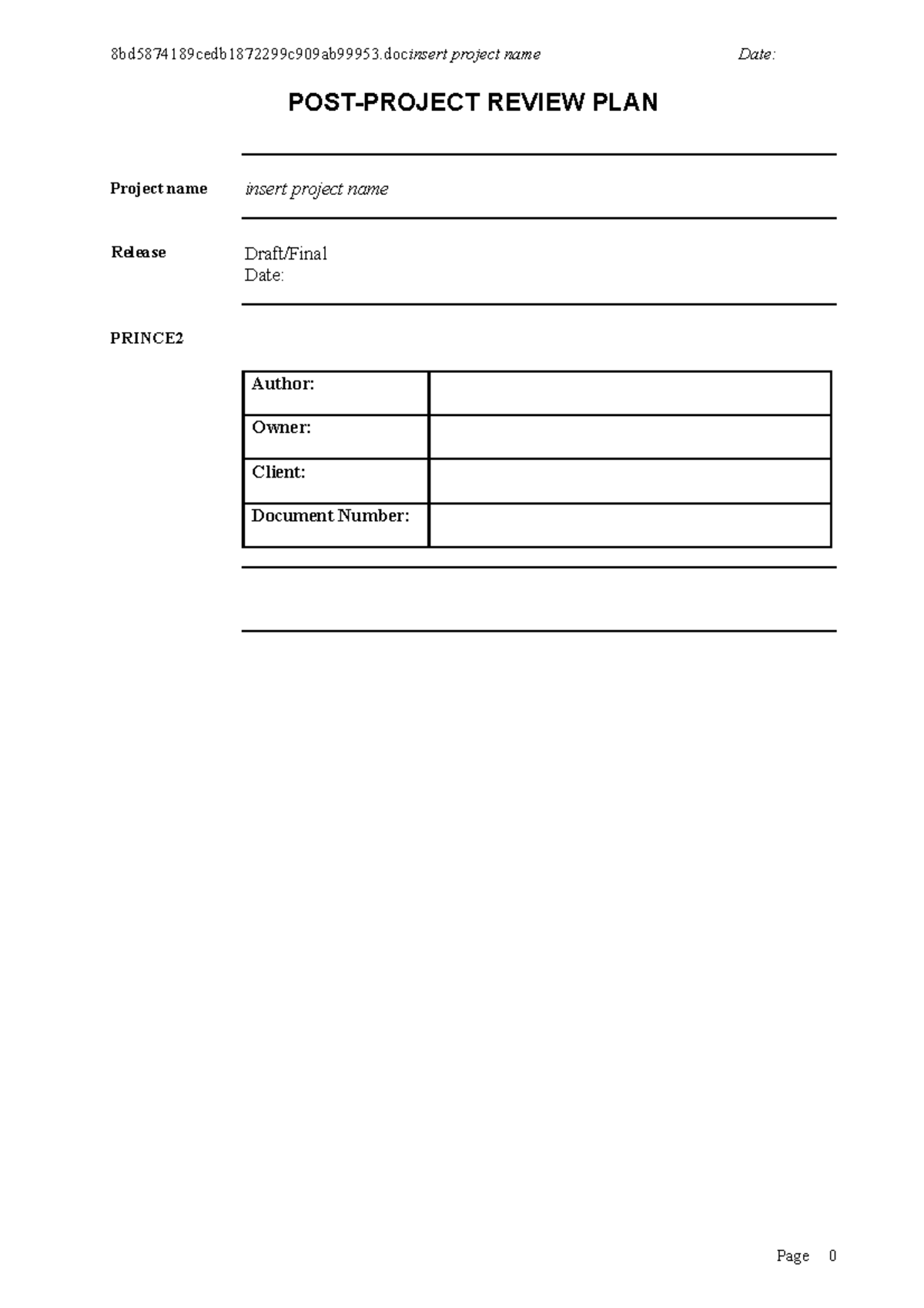Post-Project Review Plan - 8bd5874189cedb1872299c909ab99953 project ...