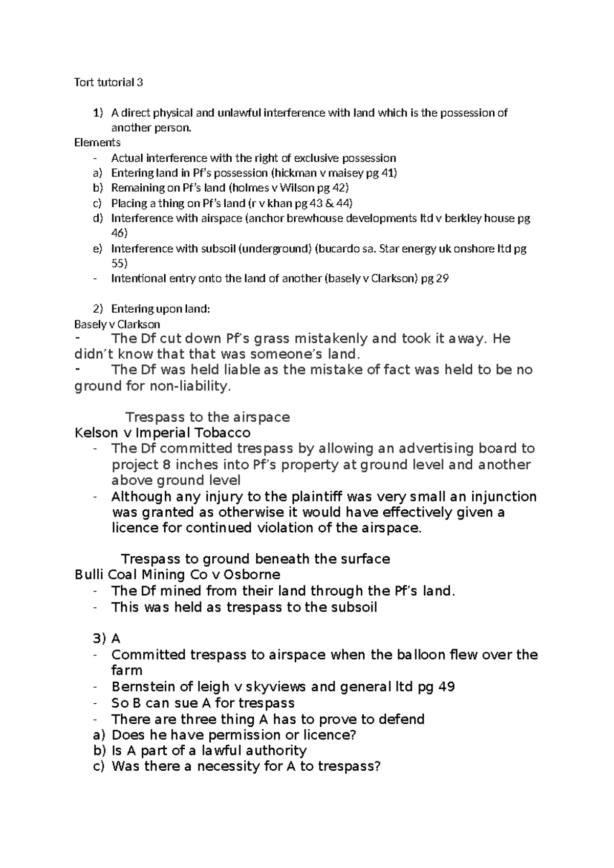 Tort tutorial 3 - Elements - Actual interference with the right of ...