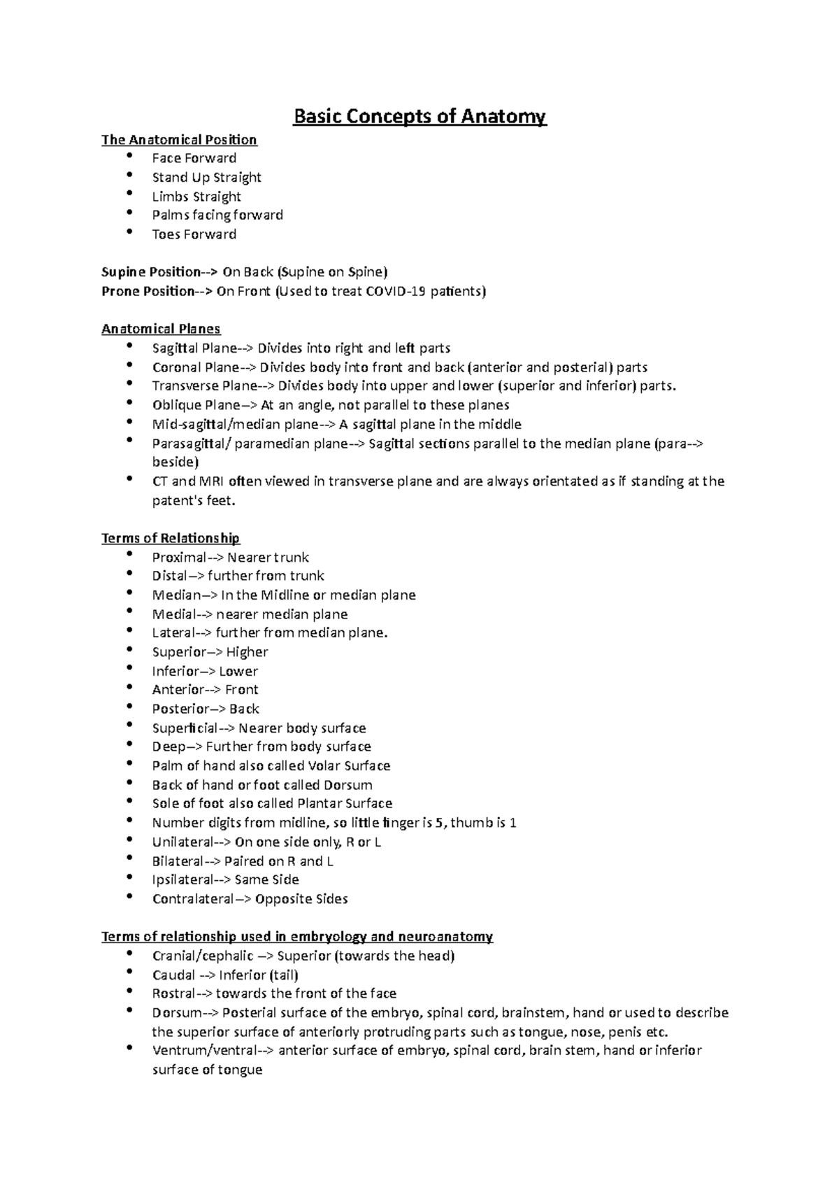 Basic Concepts of Gross Anatomy - Basic Concepts of Anatomy The ...