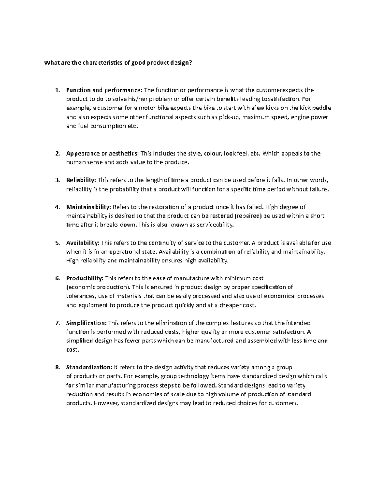 BME 2 LAST Topic - What are the characteristics of good product design ...