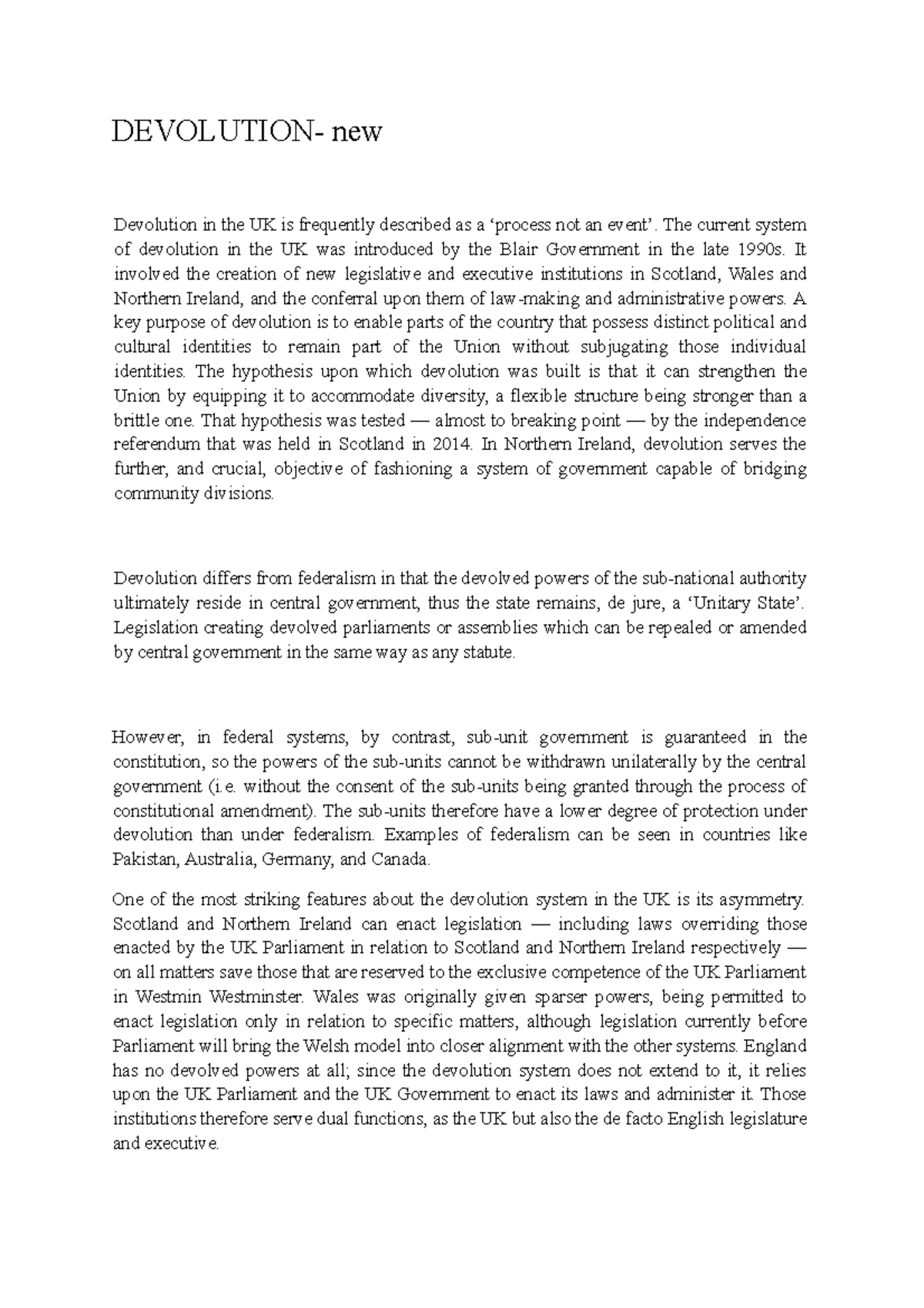 Devolution New Devolution Notes Devolution New Devolution In The Uk Is Frequently Described