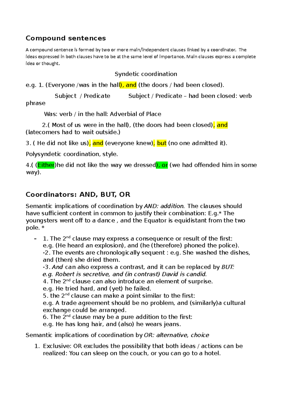 Compound sentences - Teoría Gramática Inglesa - Compound sentences A ...