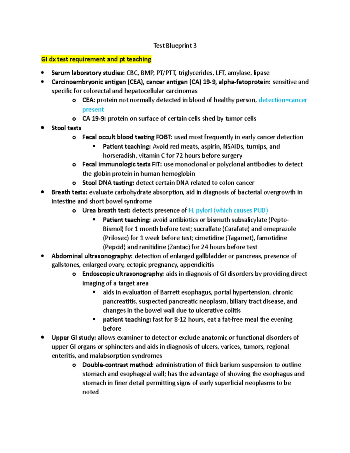 Test Blueprint 3 - This is my lecture notes for the third exam for ...