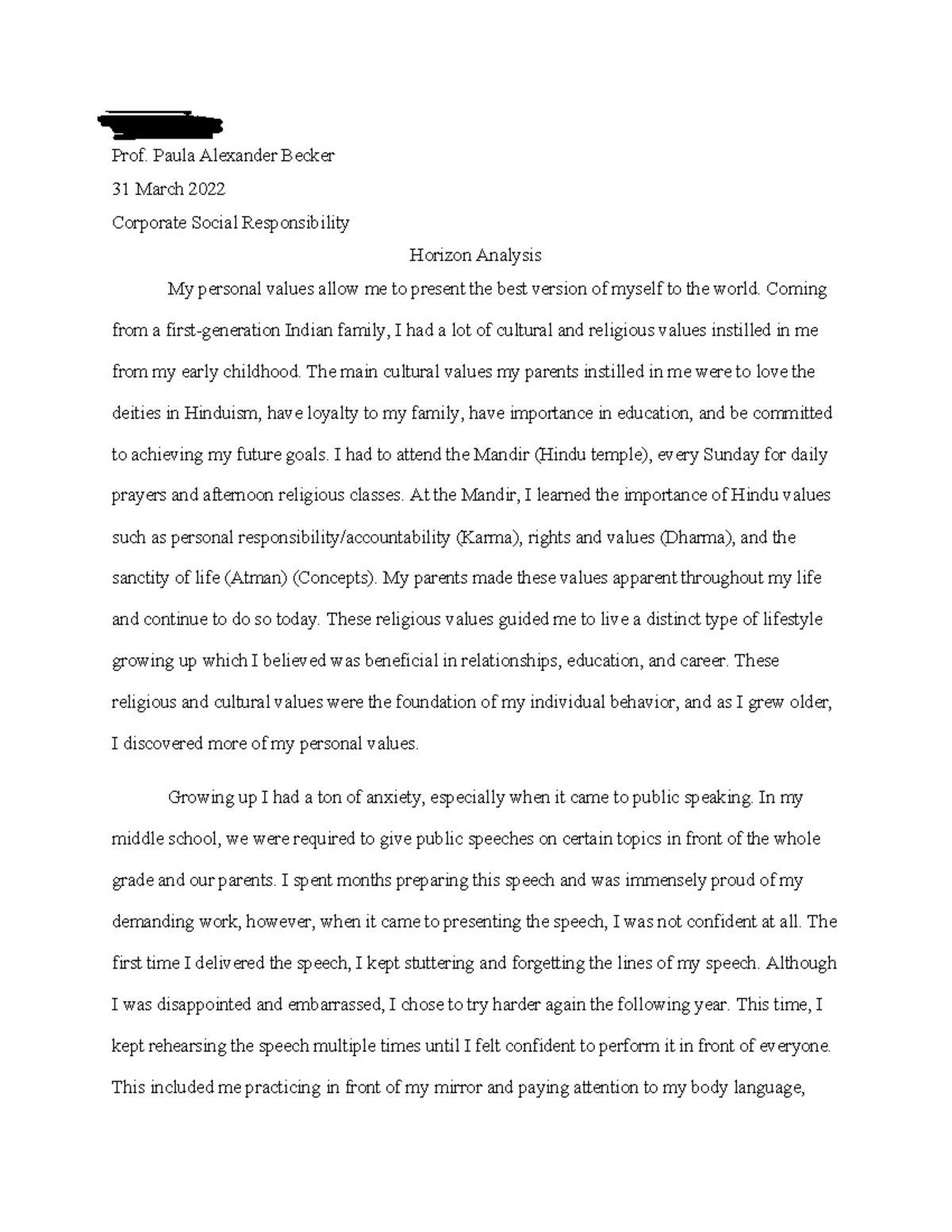 Horizon Analysis - Divyaa Sarin Prof. Paula Alexander Becker 31 March ...