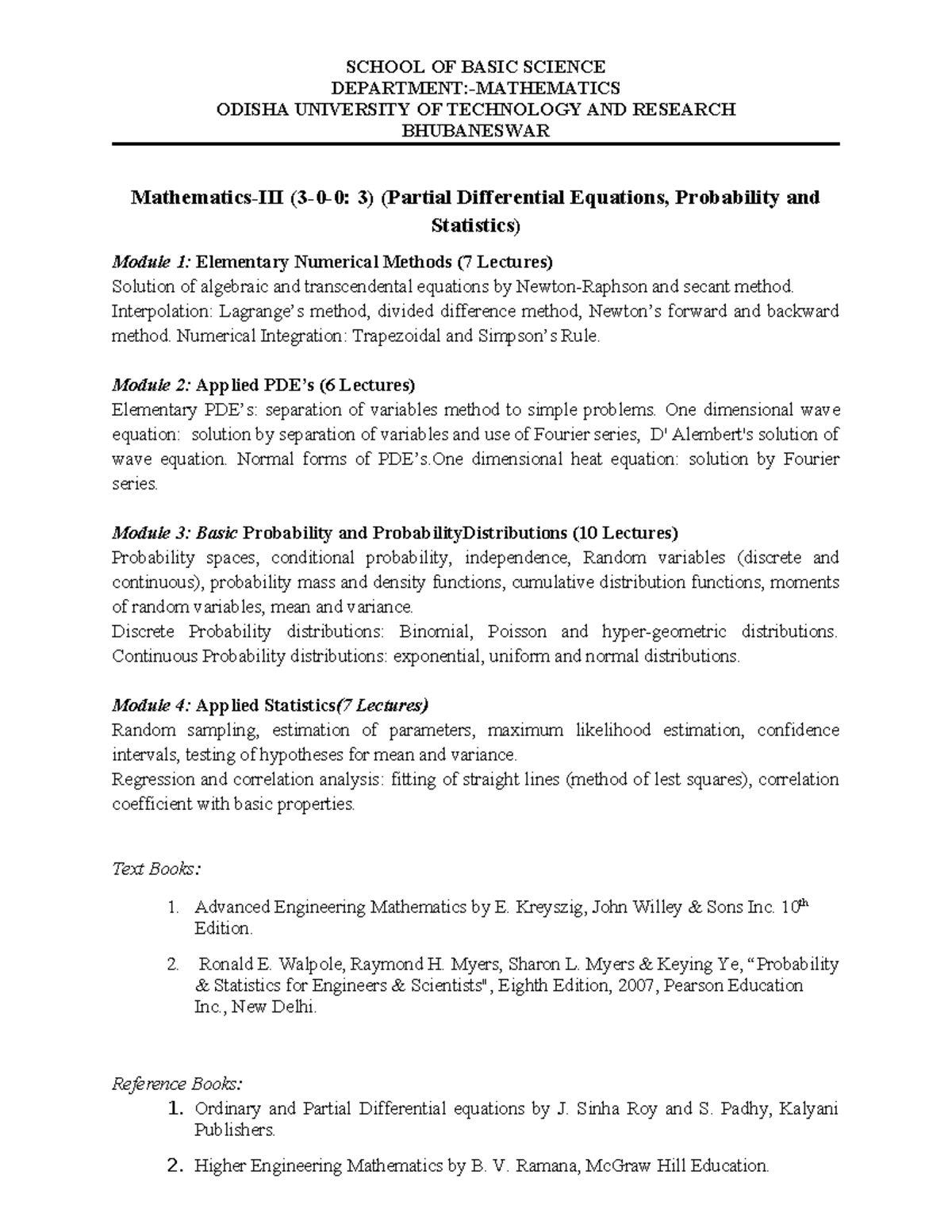 B.Tech Mathematics-III - SCHOOL OF BASIC SCIENCE DEPARTMENT ...