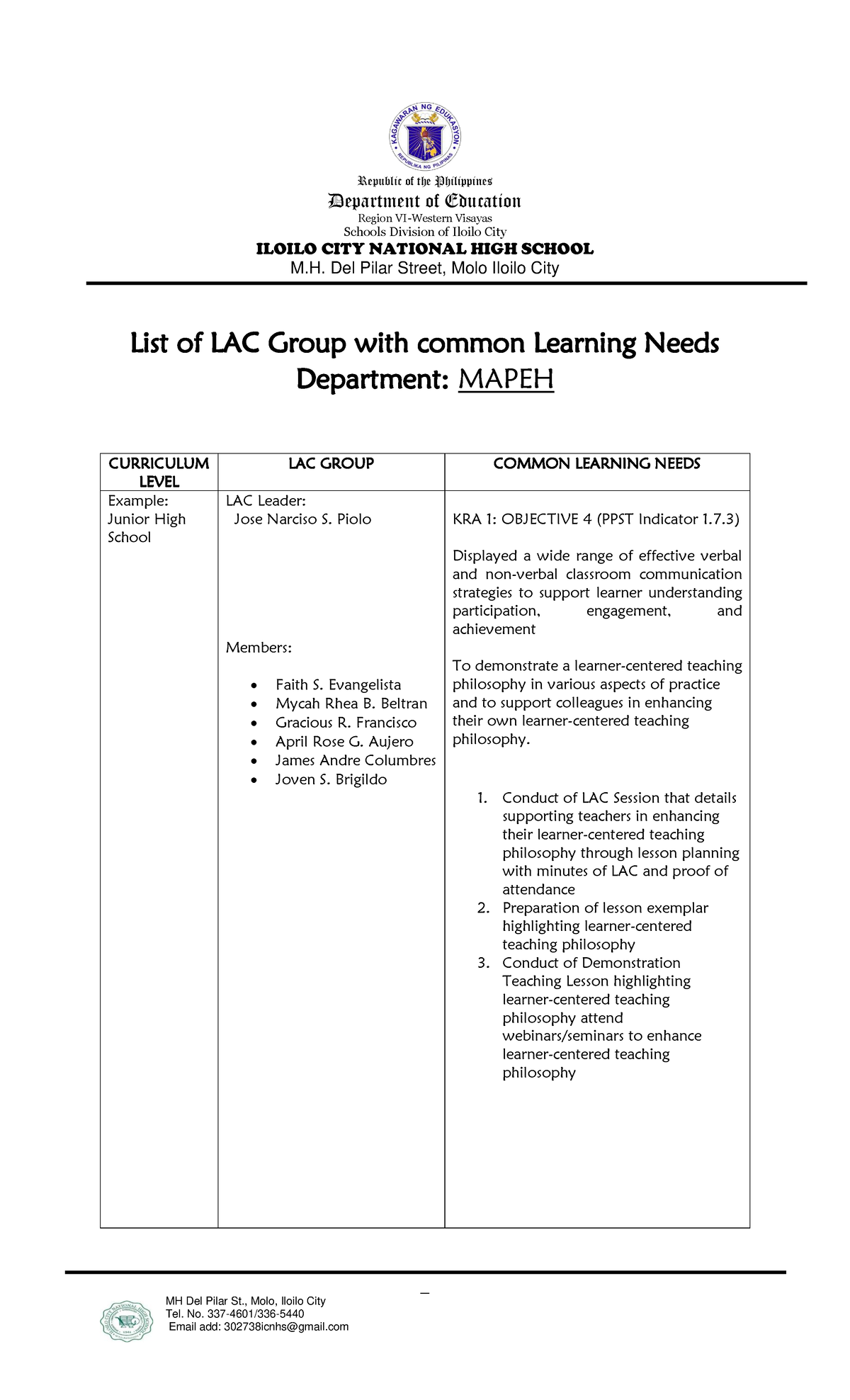 Piolo Blank-Template-for-List-of-LAC-Group - _ MH Del Pilar St., Molo ...