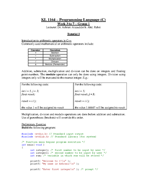 Tutorial 4 - Group 2 - KL 1164 Computer Programming (C) Week 3 to 7 ...