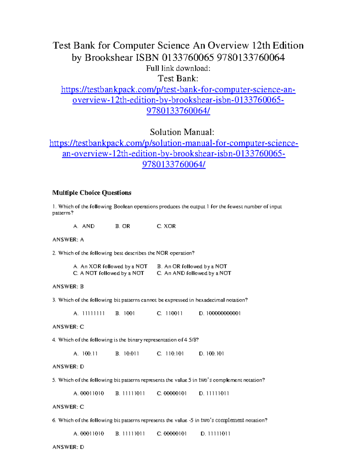 Test hi - ,,, - Test Bank for Computer Science An Overview 12th Edition ...