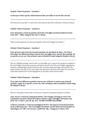 HIS 200 Assignment 3-1- Module Questions for Module 3 - Module 3 Short ...