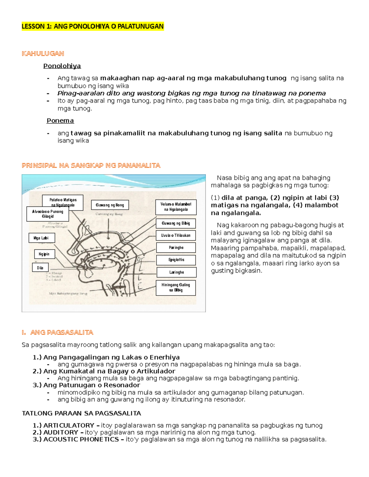 Barirala sa Wikang Filipino - Ang Ponolohiya - LESSON 1: ANG PONOLOHIYA ...