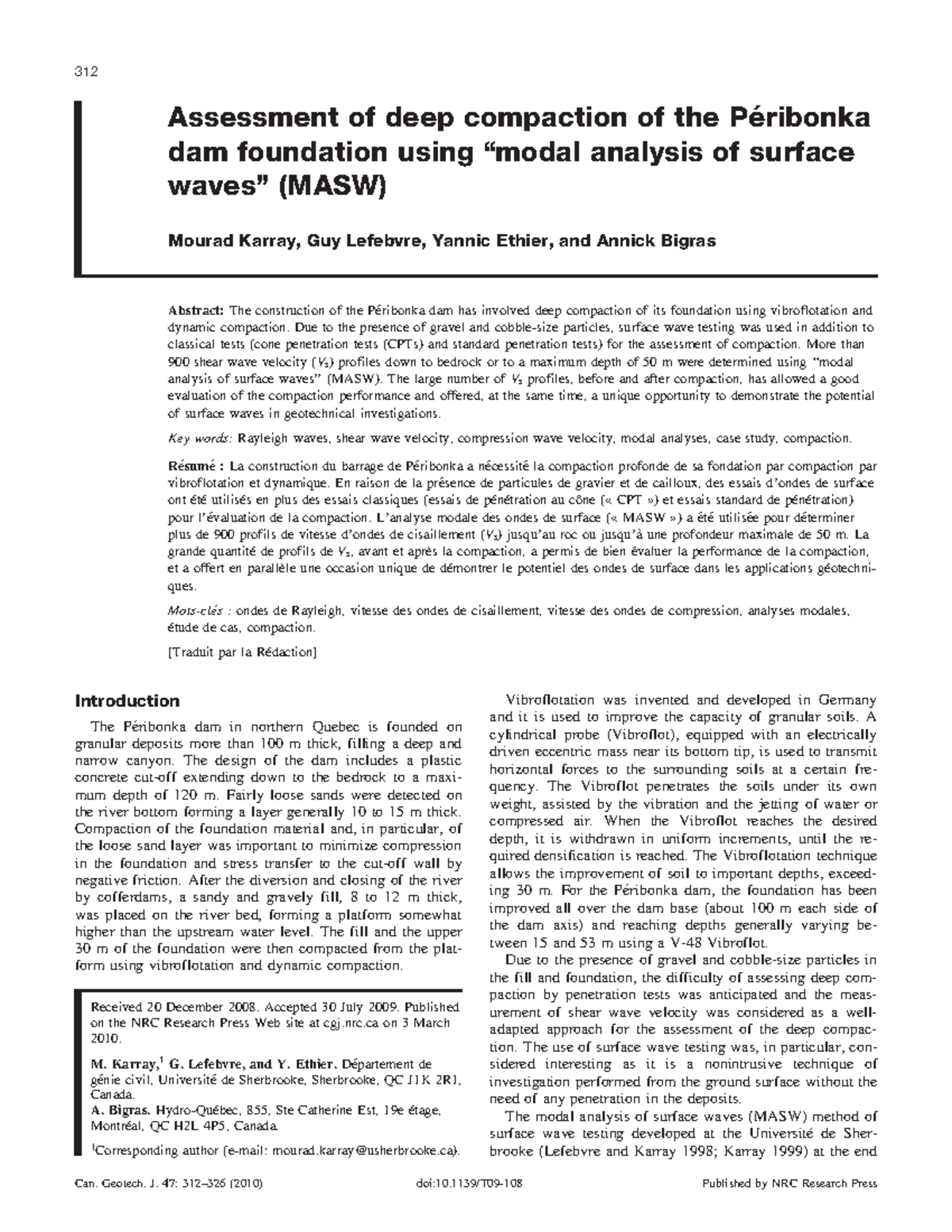 Assessment of deep compaction of the dam - Due to the presence of ...