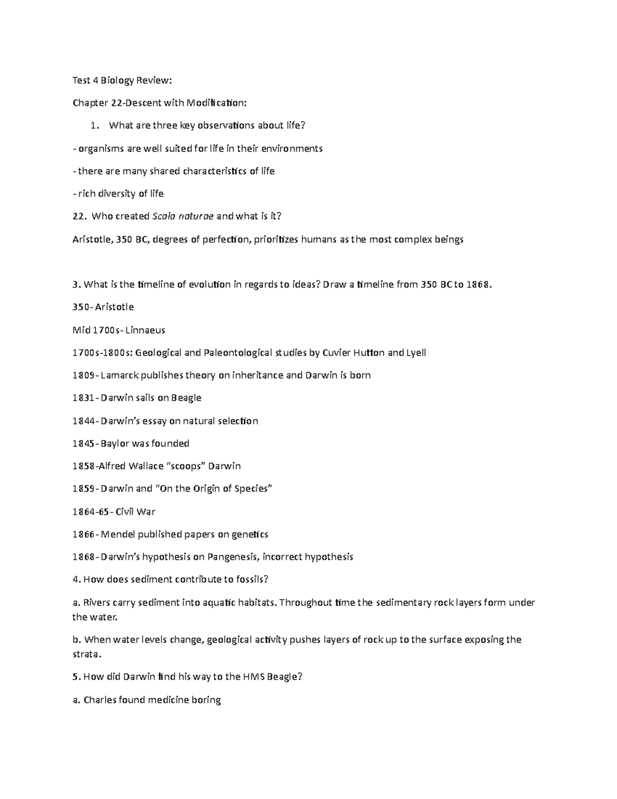 Test 4 Biology Review - An outline and completed notes for topics ...