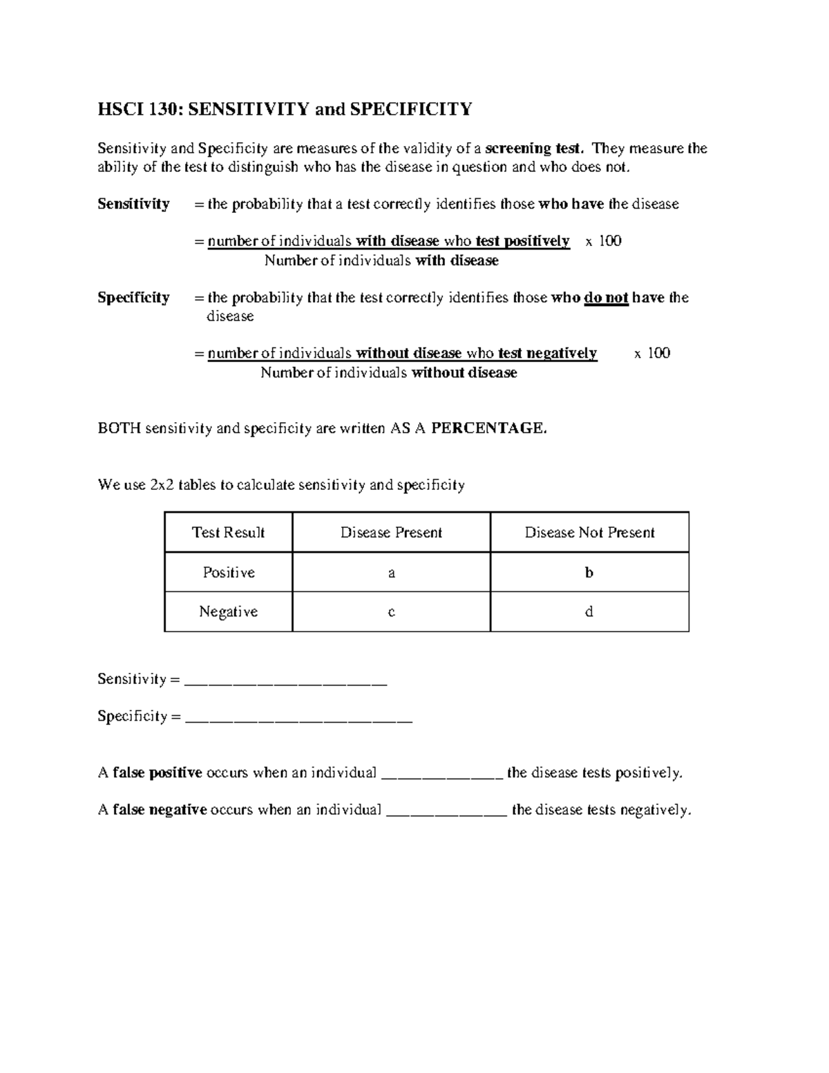 HSCI130 Sensitivity and Specificity Exercises-1 - NURS 2211 ...