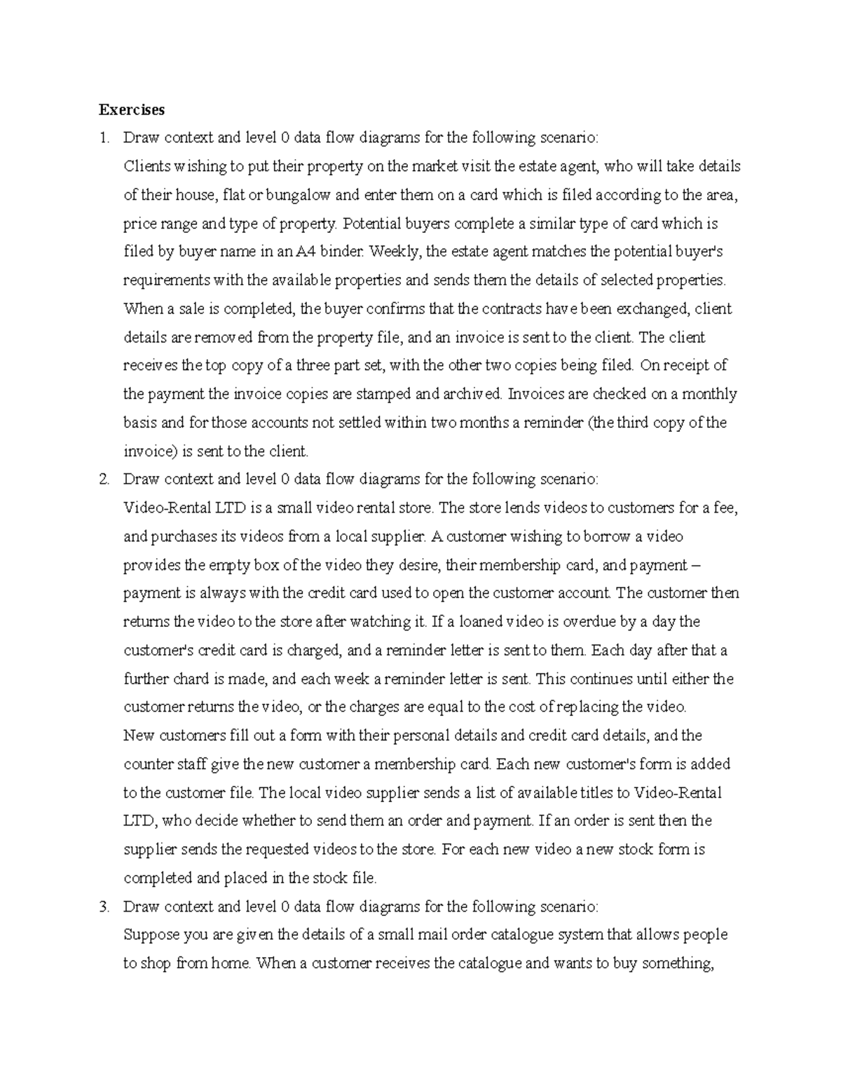 Dfd Exercises - Exercises Draw context and level 0 data flow diagrams ...
