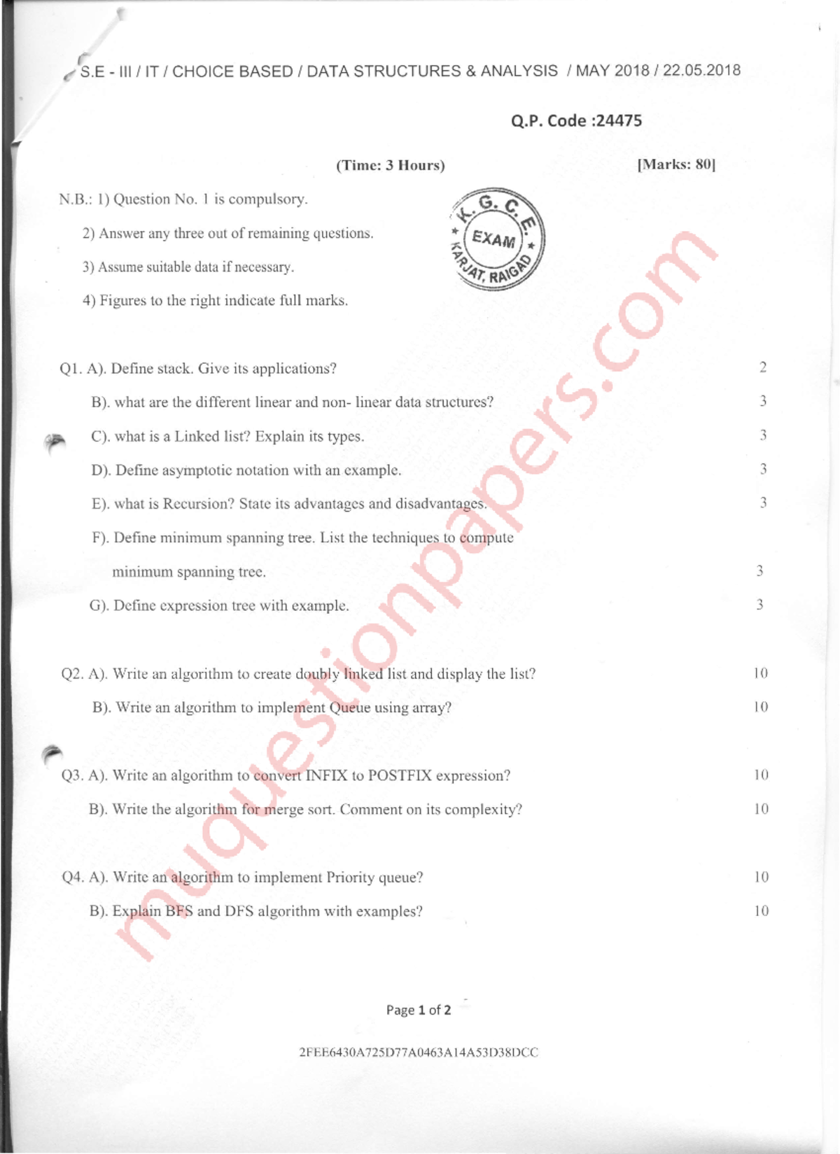 SE-IT SEM3 DSA- Cbcgs MAY18 - Chemistry - Studocu
