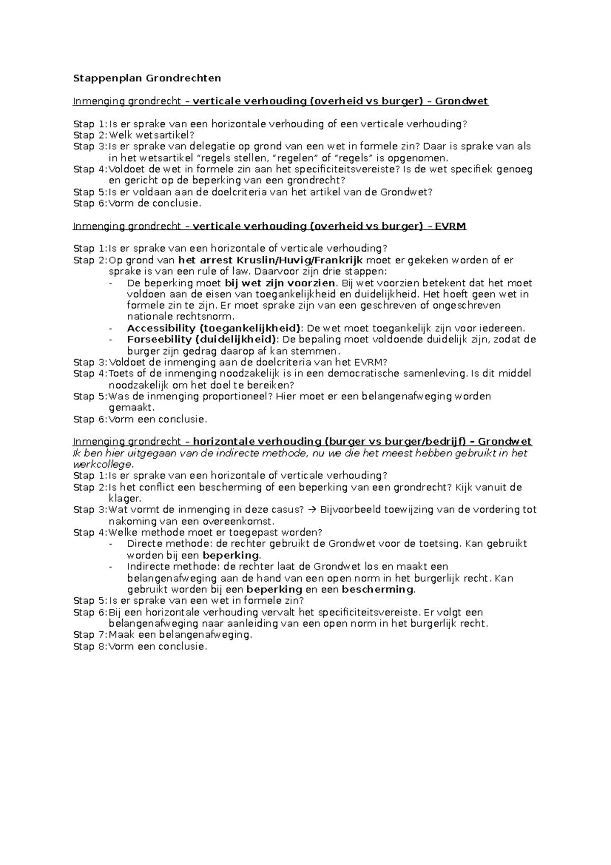 Stappenplan II - Stappenplan Grondrechten Inmenging grondrecht ...
